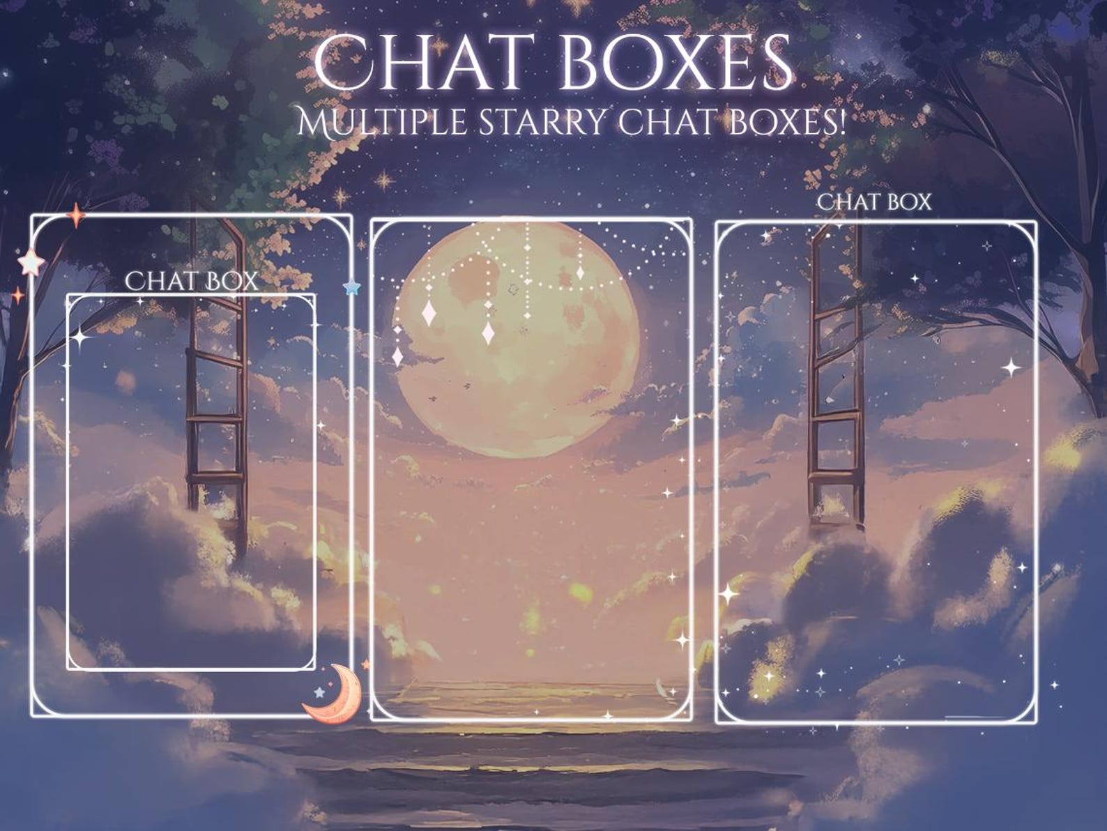 Cozy Twitch Pack / Moon / Spring / Pastel / Cute / Overlay / Books ...