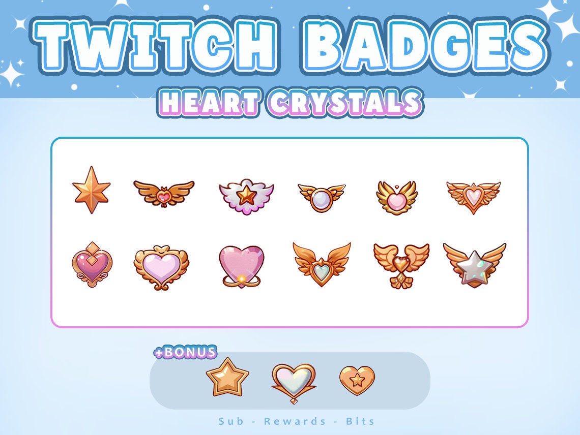 105x Twitch Badges Channel Points Sub Badges mega Bundle Star Moon ...