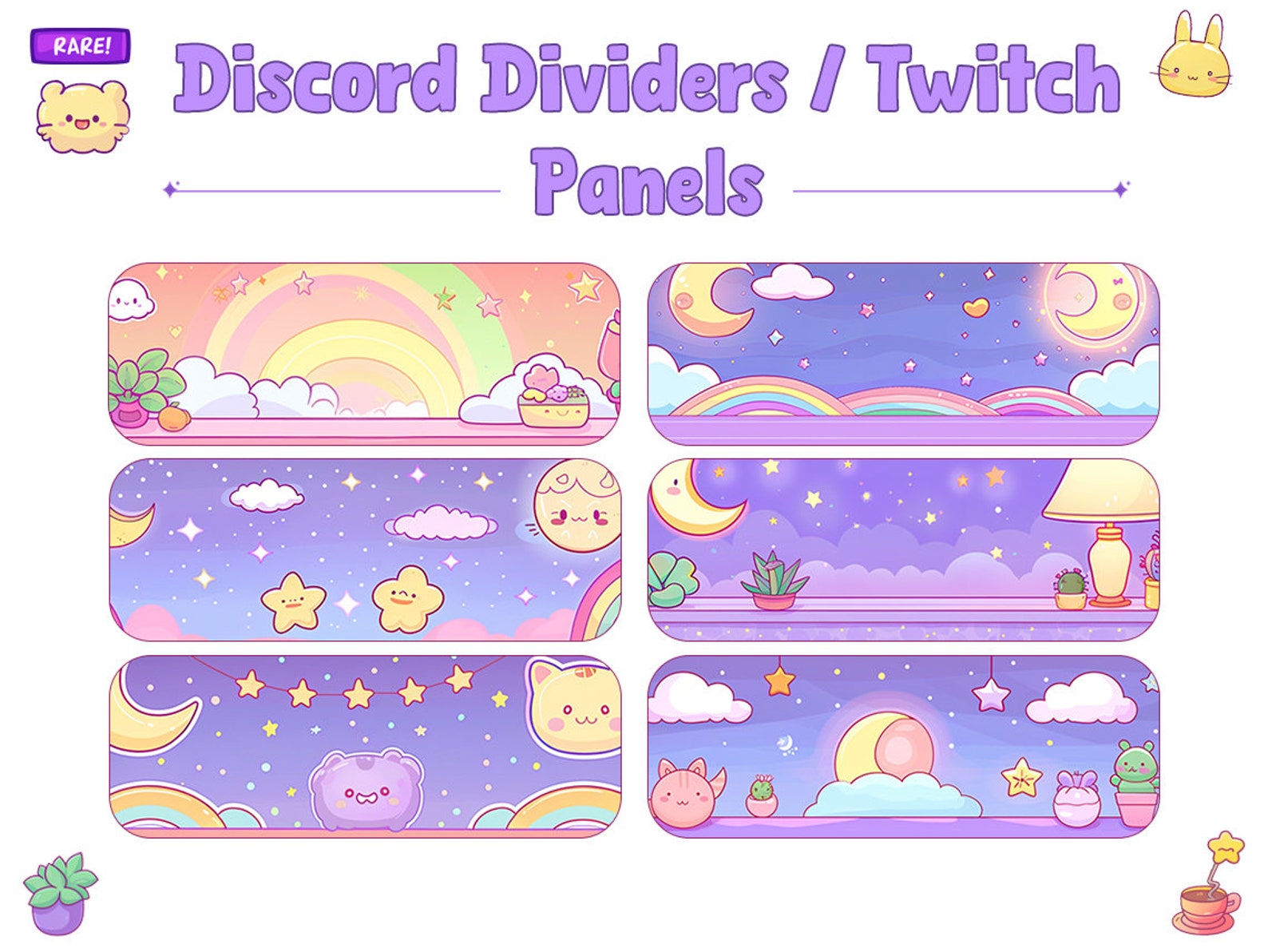 Discord Dividers | Twitch Panels | 12x | Cute Twitch Banners Cat ...