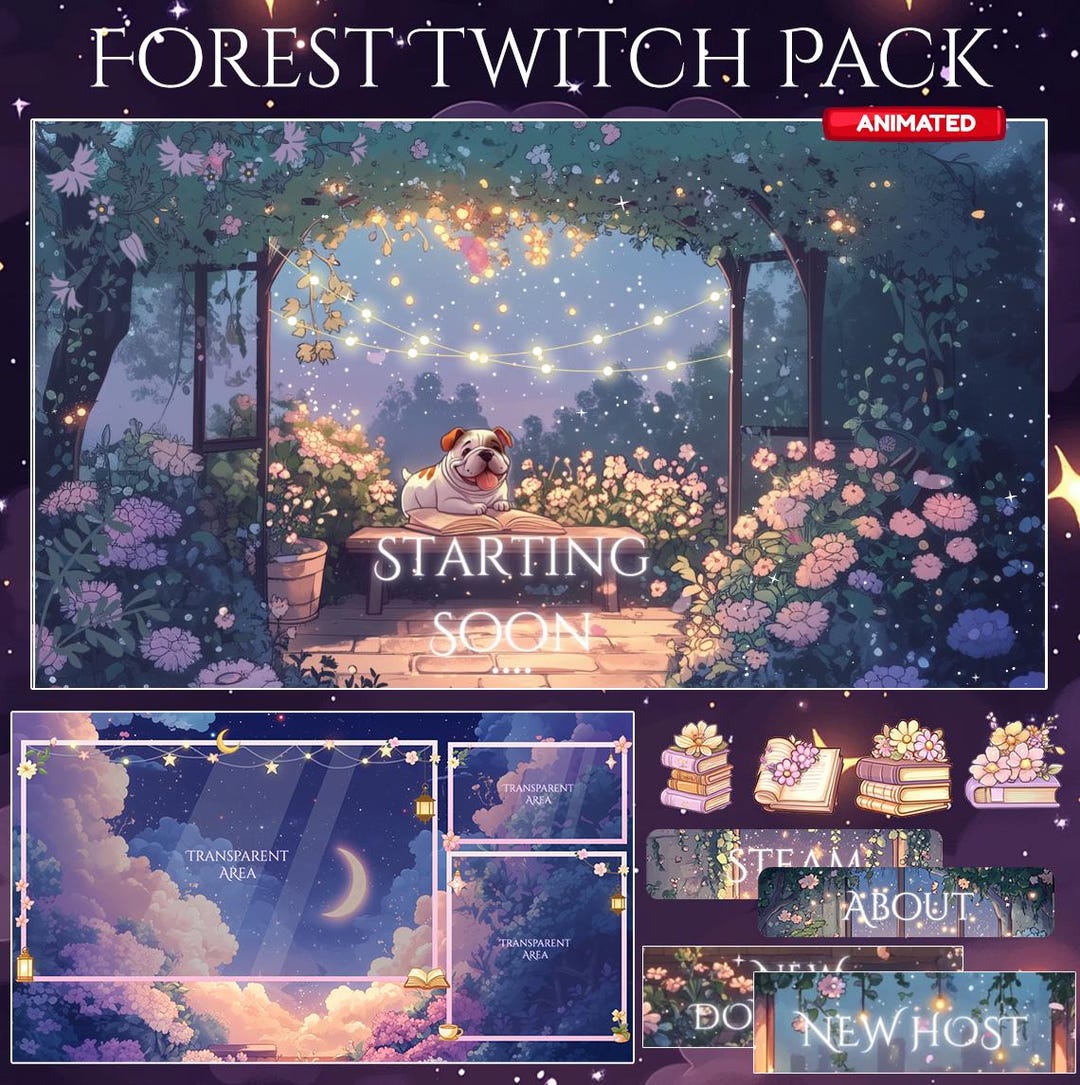 Pug Stream Package / Moon / Spring / Pastel / Cute / Overlay / Dog ...