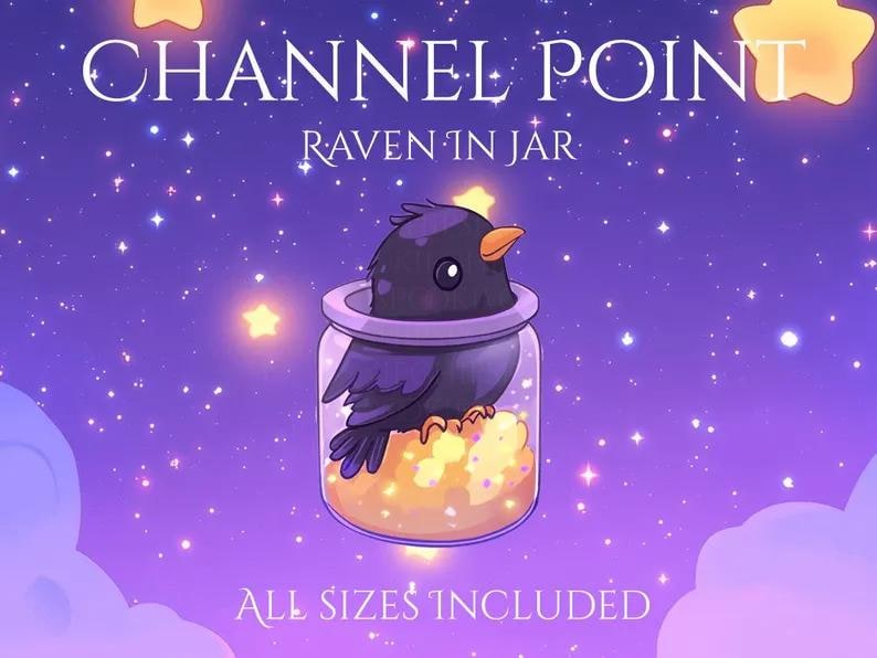 Raven Jar Channel Point | Cute | Crow | Moon | Stars | Magic | Stream ...