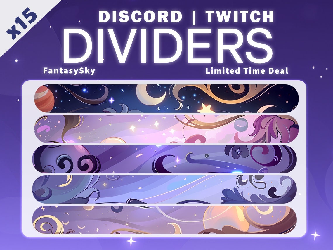 Night Sky Dividers for Discord Twitch | Fantasy Stars Moon Banners ...
