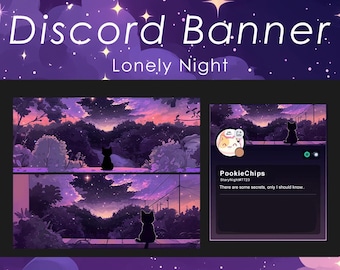Cat Discord Banner | Profile Banner | Stars & Moons Theme | Galaxy ...