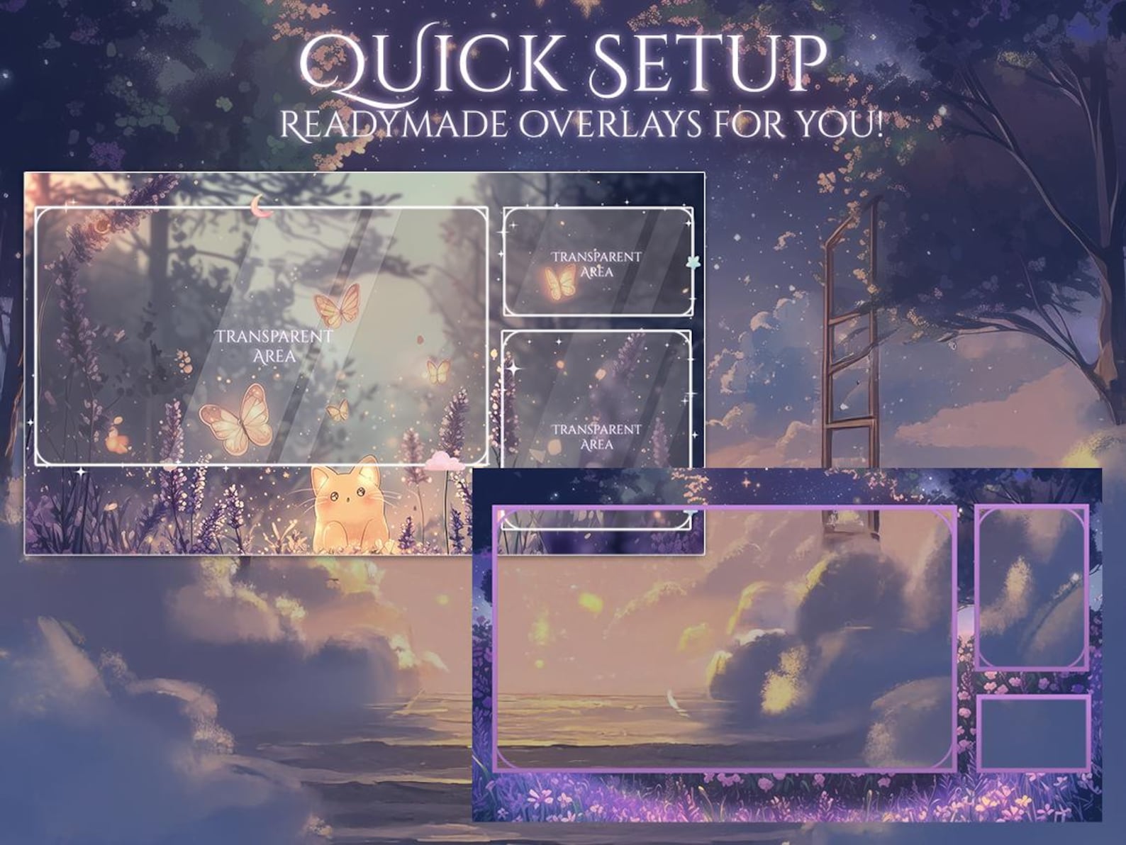 Cozy Twitch Pack / Moon / Spring / Pastel / Cute / Overlay / Books ...