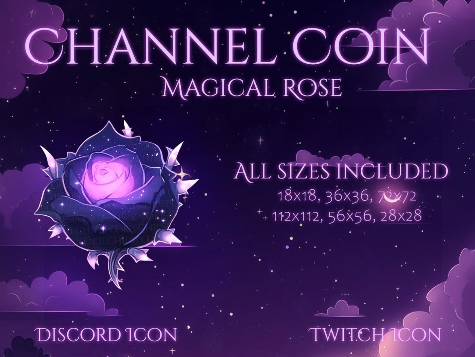 Rose Channel Coin | Twitch | Black Flower Floral | Twitch Badge Subs ...