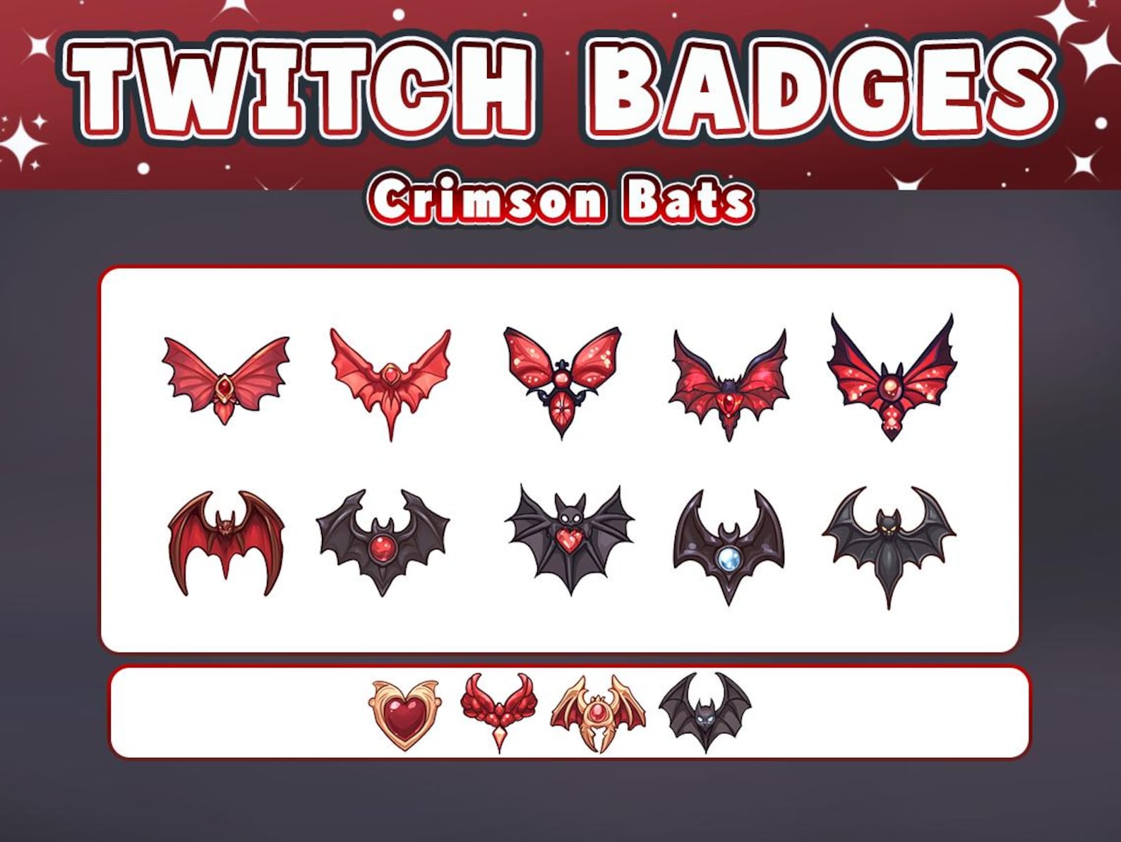 Crimson Bat Twitch Badges | Bit Badges | Icons | Vampire | Cute | Sub ...