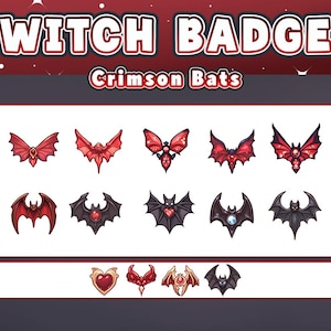 Crimson Bat Twitch Badges | Bit Badges | Icons | Vampire | Cute | Sub ...