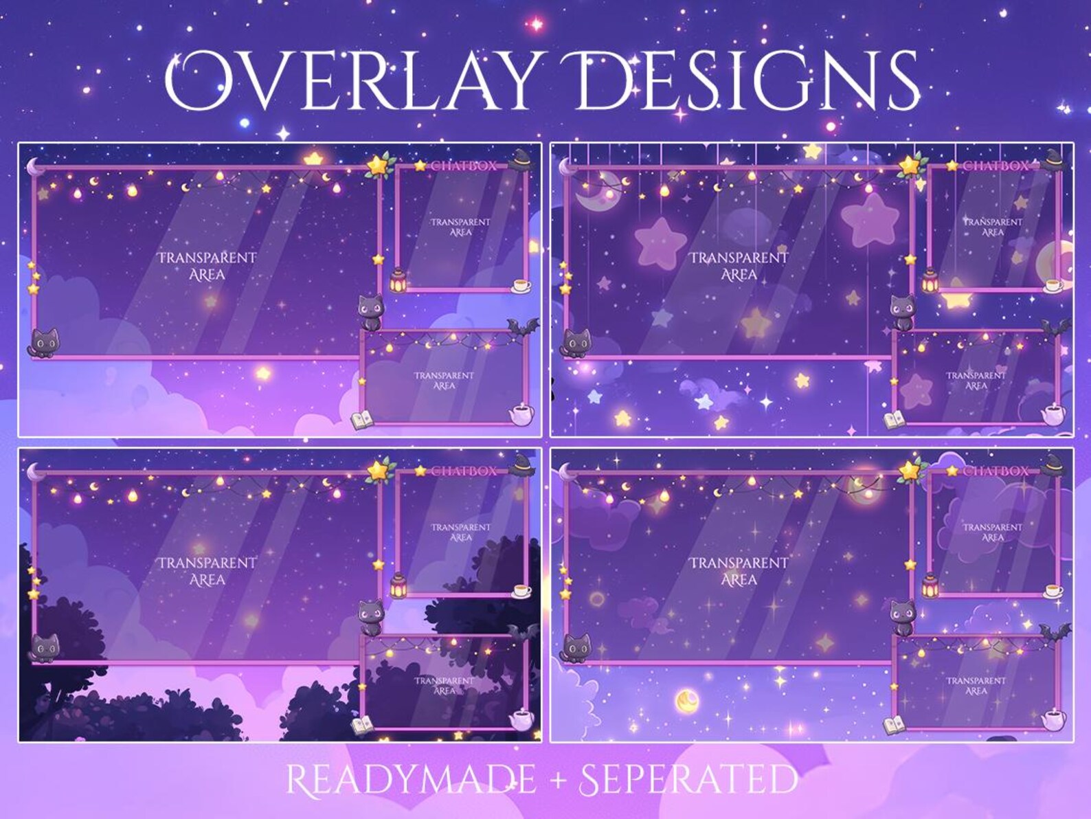 Magical Night Twitch Overlay, Twitch Screen | Animated Overlay Stream ...