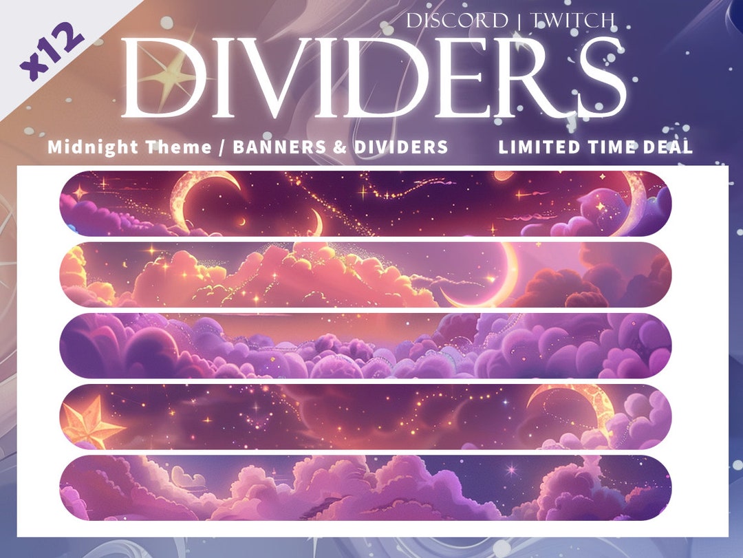 Night Sky Dividers for Discord Twitch | Fantasy Stars Moon Banners ...