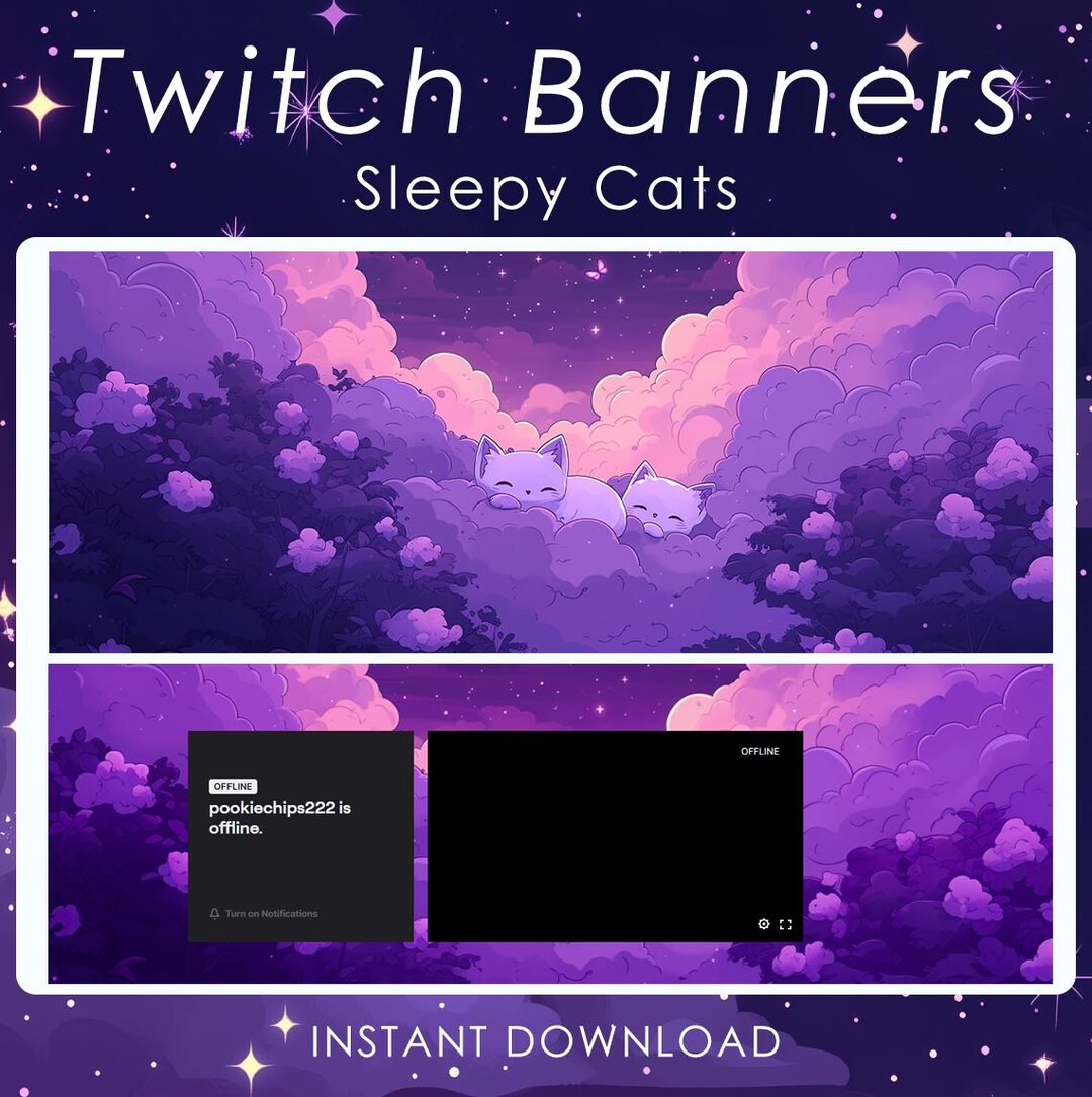 Sleepy Cats Twitch Banner | Twitter | Discord | Youtube | Magic Night ...
