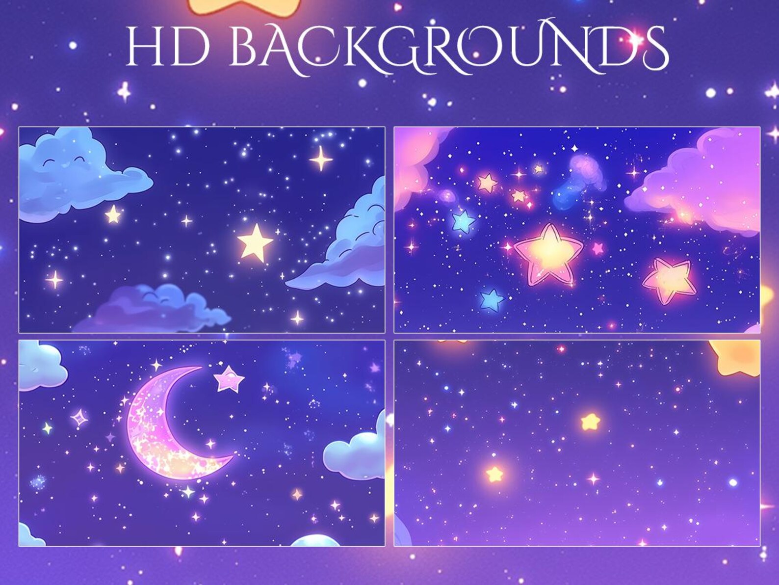 Magical Night Twitch Overlay, Twitch Screen | Animated Overlay Stream ...