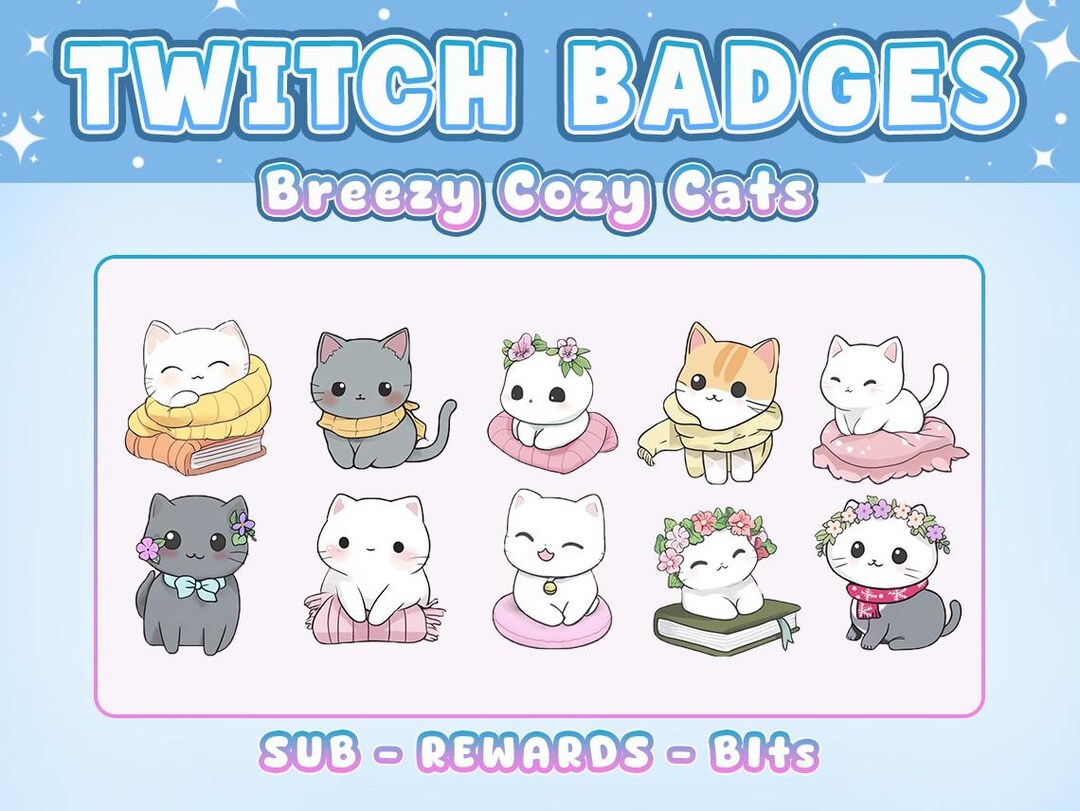 Cozy Cat Badges | Bit Badges | Icons | Cozy | Cute | Sub Badges | Discord Icons | Cat | Autumn ...