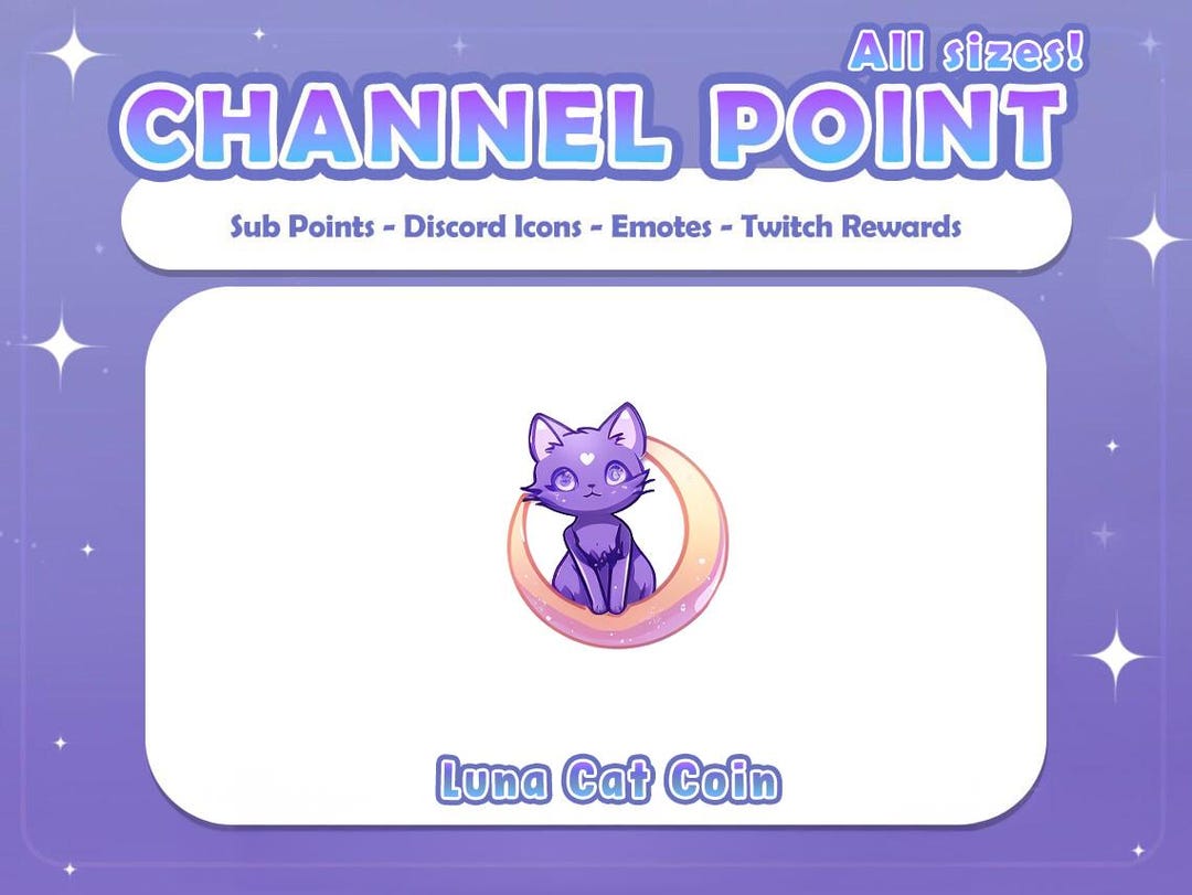 Crescent Moon Cat Channel Points Icon/emote for Twitch Instant Download ...