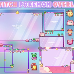 Pokemon Overlay Stream Pack- Cute Arcade Pokemon Decor | Webcam | Cat ...