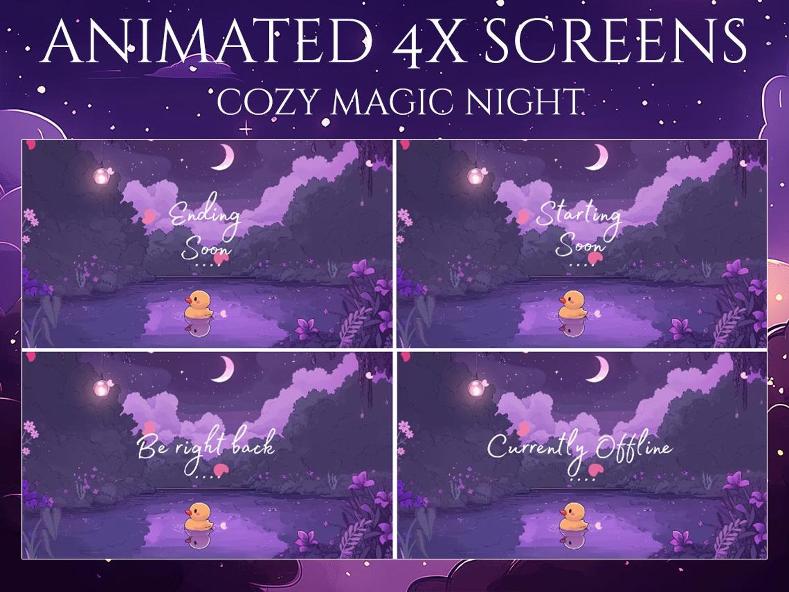 Cozy Duck Twitch Overlay, Twitch Screen | Animated Stream Package ...