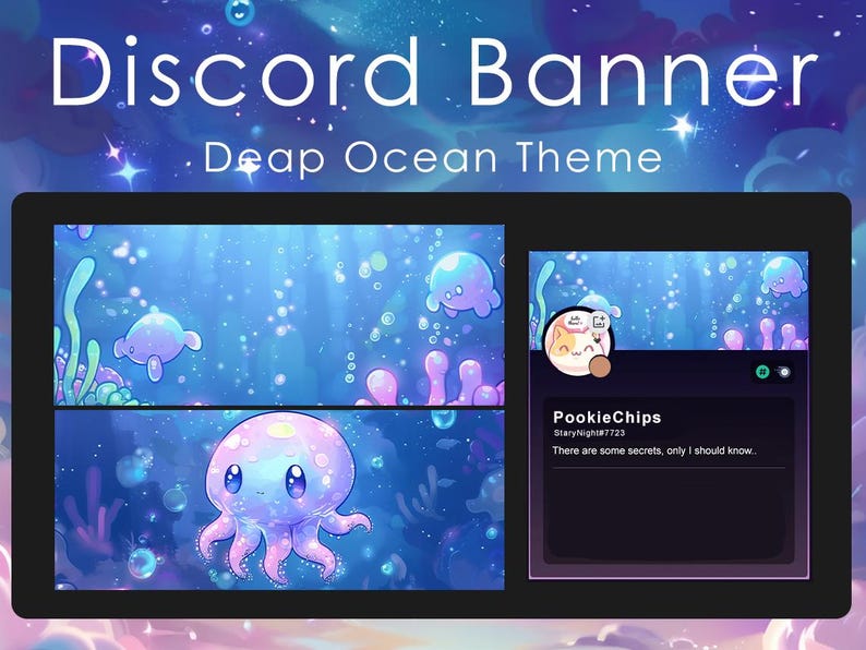 Discord Banner Profile Banner Ocean Octopus Jellyfish Water Deep Sea Cute Twitch Banner Discord ...