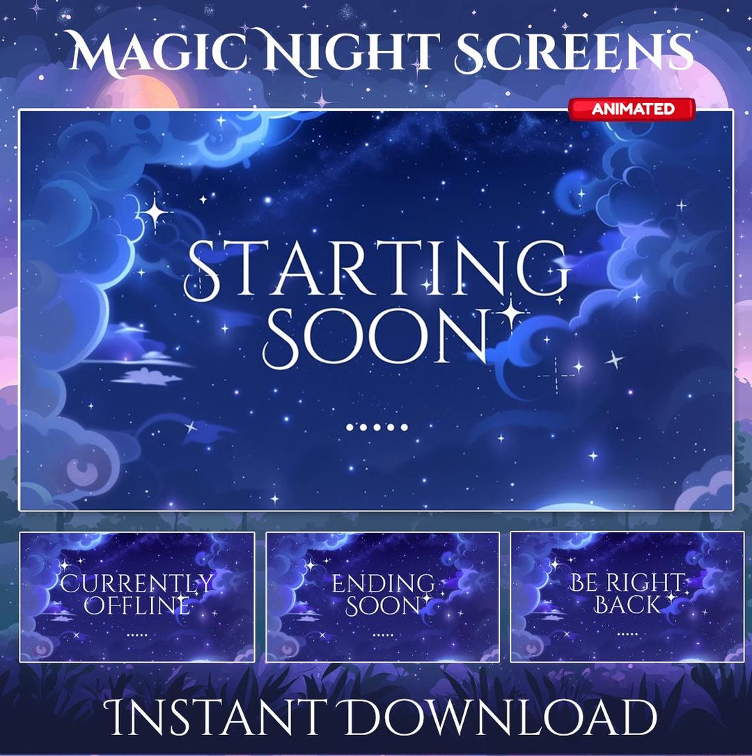 Night Twitch Screens | Animated Overlay Stream Starry Sky | Cute ...
