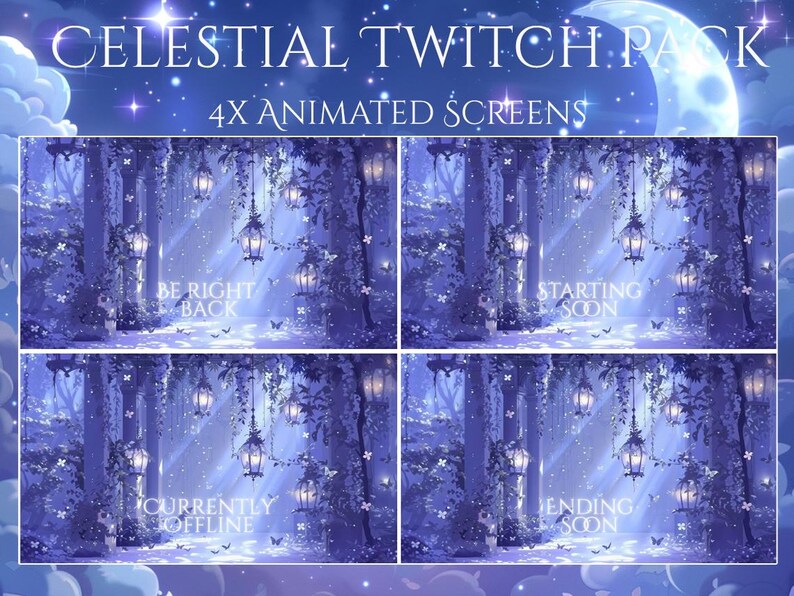 Celestial Twitch Pack / Blue / Lantern / Cute / Overlay / Magical ...