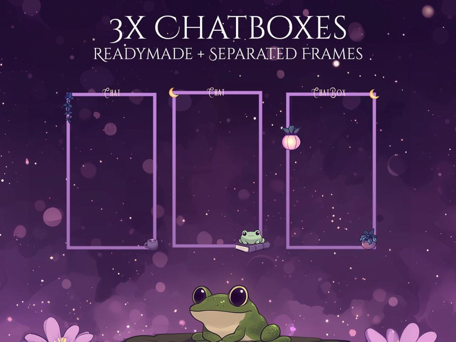 Frog Stream Package / Moon / Green Frog / Purple / Books / Overlay ...