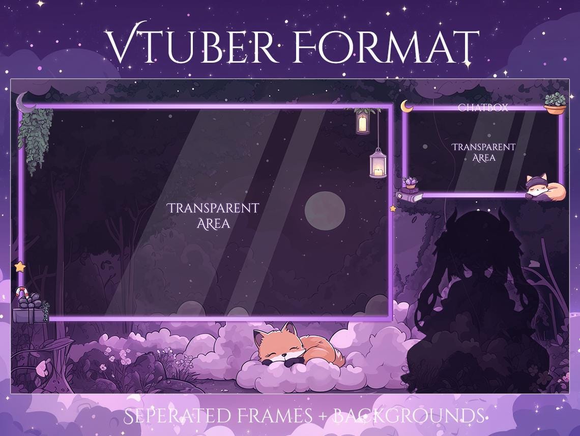 Fox Magic Night Twitch Overlay, Twitch Screen | Animated Overlay Stream ...