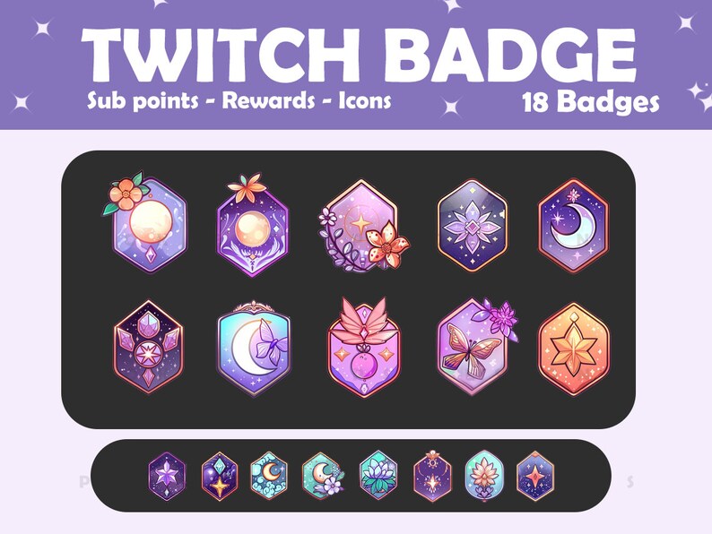 Moon Twitch | Badge Crystal | Twitch Badge | Flower Twitch Badge ...