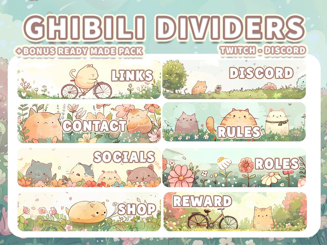 Dividers for Discord | Dividers | Ghibli | Cat | Ghibili Cat | INSTANT ...