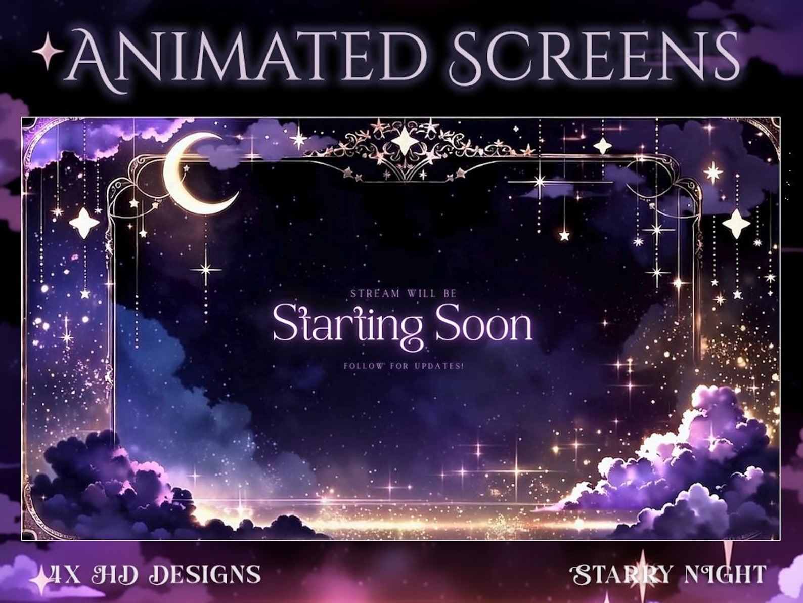 Starry Night Twitch Screens, Starry Sky, Clouds, Celestial Animation ...