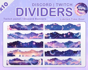 Night Sky Dividers for Discord Twitch Fantasy Stars Moon Banners ...