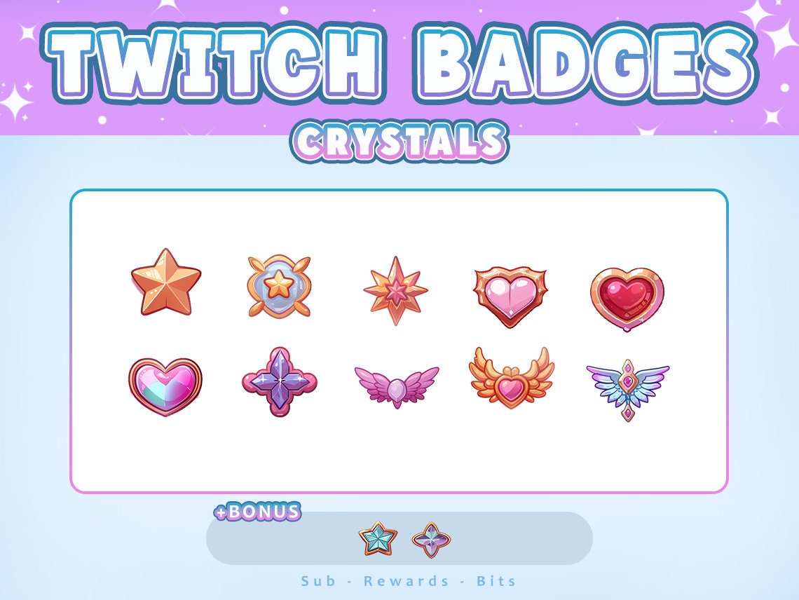 Star Twitch Badge Crystal Twitch Badge Heart Twitch Badge Discord Emote ...