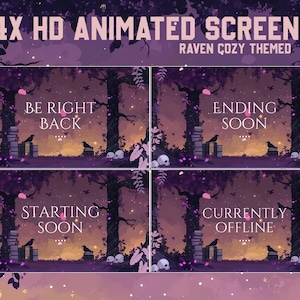 Black Raven Stream Package / Moon / Crow / Purple / Books / Overlay ...
