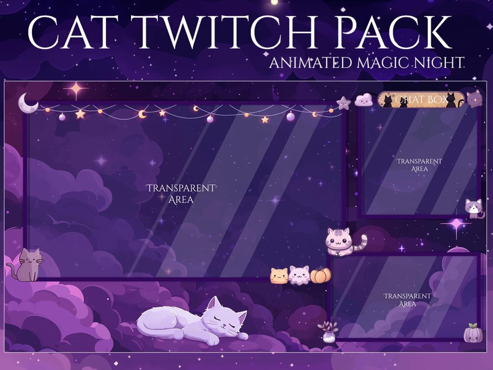 Magical Night Frames, Twitch Overlays | Animated Overlay Stream Package ...