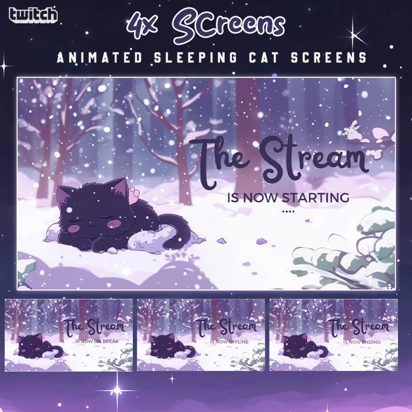 Winter Cat Stream Package / Snow / Kitten / Forest / Cozy / Overlay ...