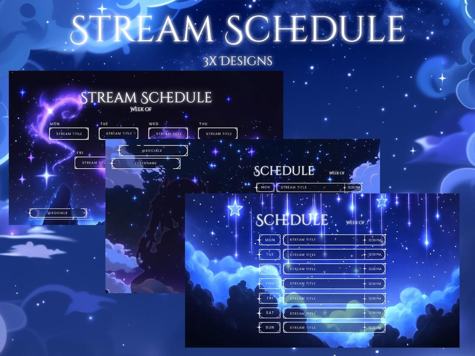 Cosmic Night Stream Schedule Template Canva Editable Twitch Weekly ...