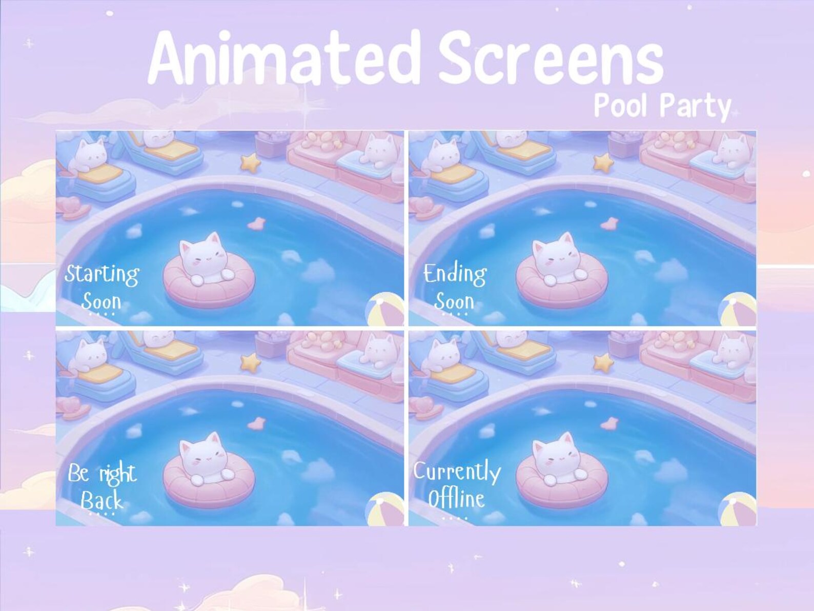 Cat Twitch Overlay, Twitch Screen | Animated Overlay Stream Package ...