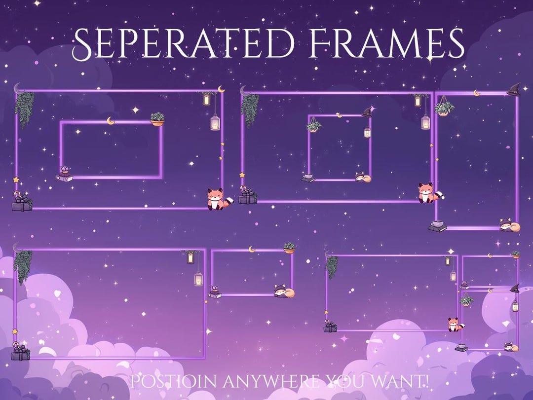 Fox Magic Night Frames, Twitch Overlays| Animated Overlay Stream ...