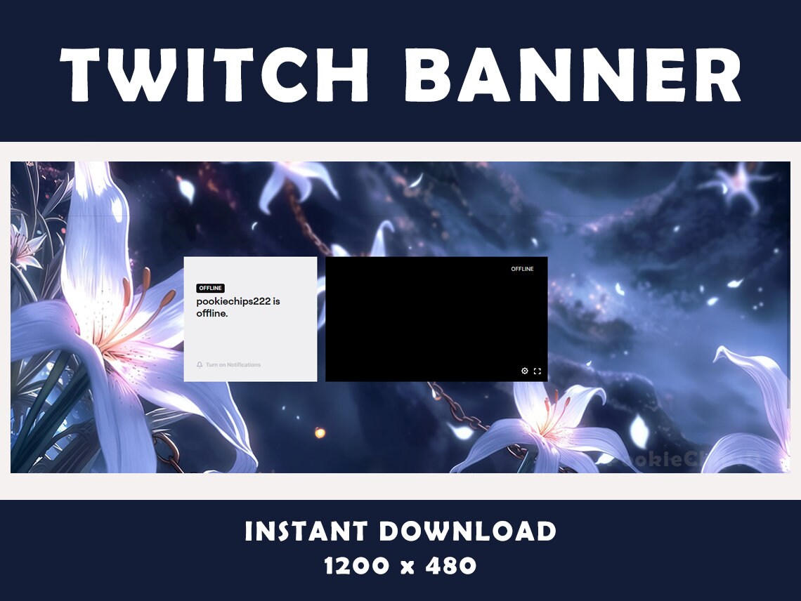Lily Twitch Banner | Custom Stream Overlay | White Lily Graphics for ...
