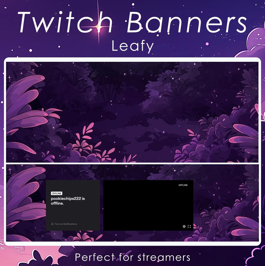 Leafy Twitch Banner | Discord | Youtube | Dark Night | Magical Moon ...
