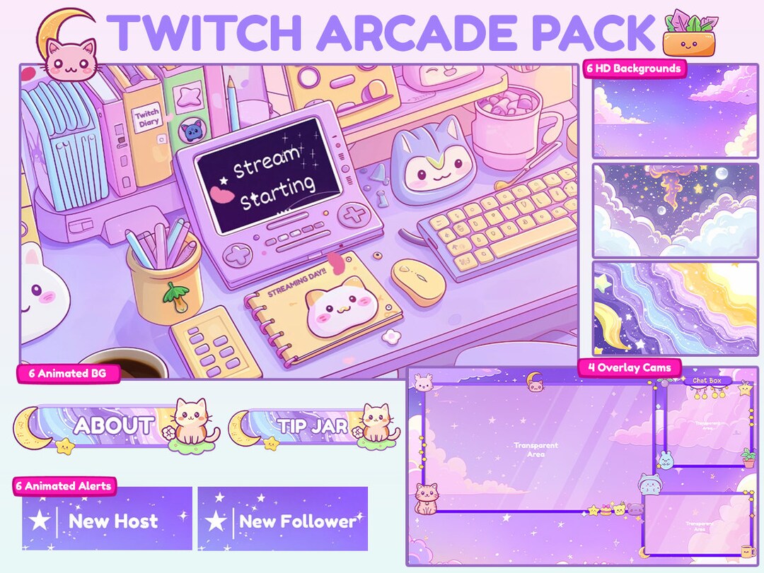 Animated Twitch Overlay | Arcade | Purple Twitch Overlay | Pink ...