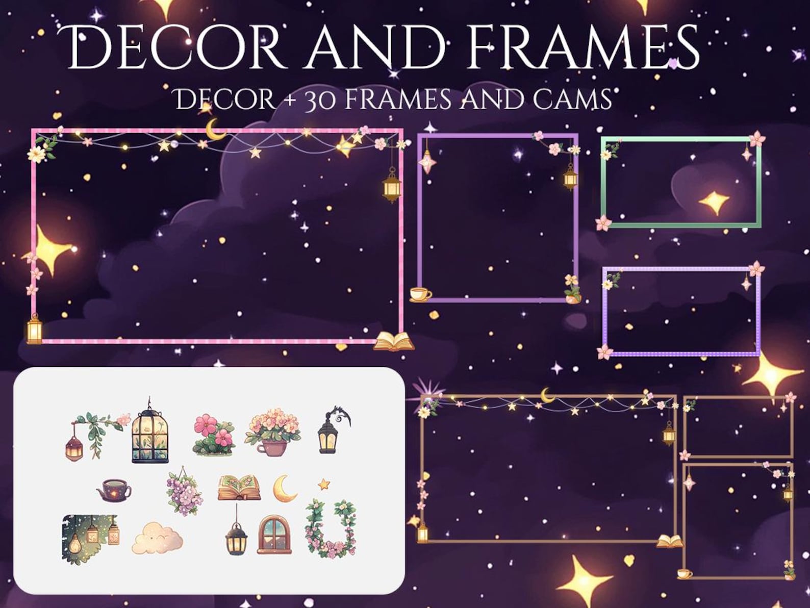 30x Frames Bundle Twitch Stream | Cute Cozy Overlay Cams & Screen ...