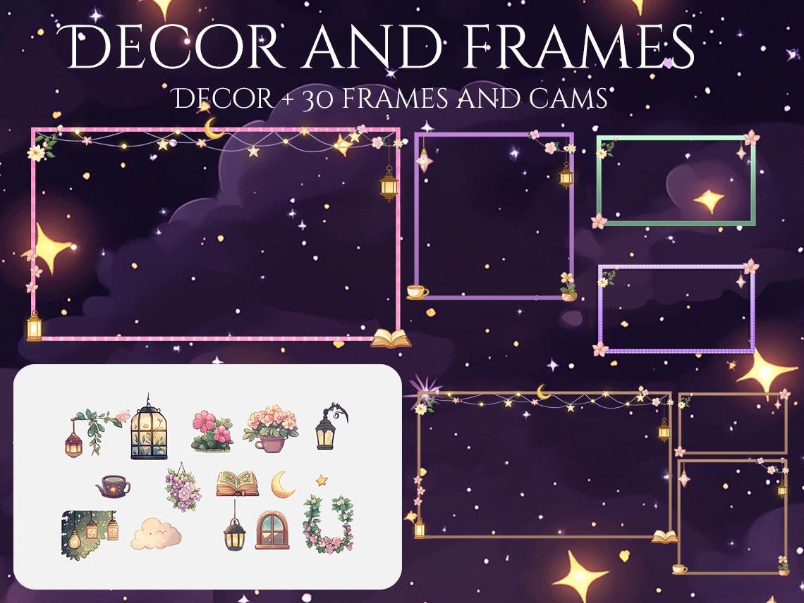 30x Frames Bundle Twitch Stream | Cute Cozy Overlay Cams & Screen ...