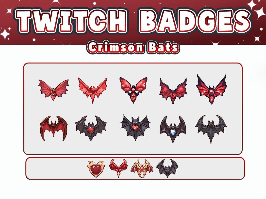 Crimson Bat Twitch Badges | Bit Badges | Icons | Vampire | Cute | Sub ...