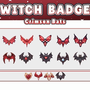 Crimson Bat Twitch Badges | Bit Badges | Icons | Vampire | Cute | Sub ...