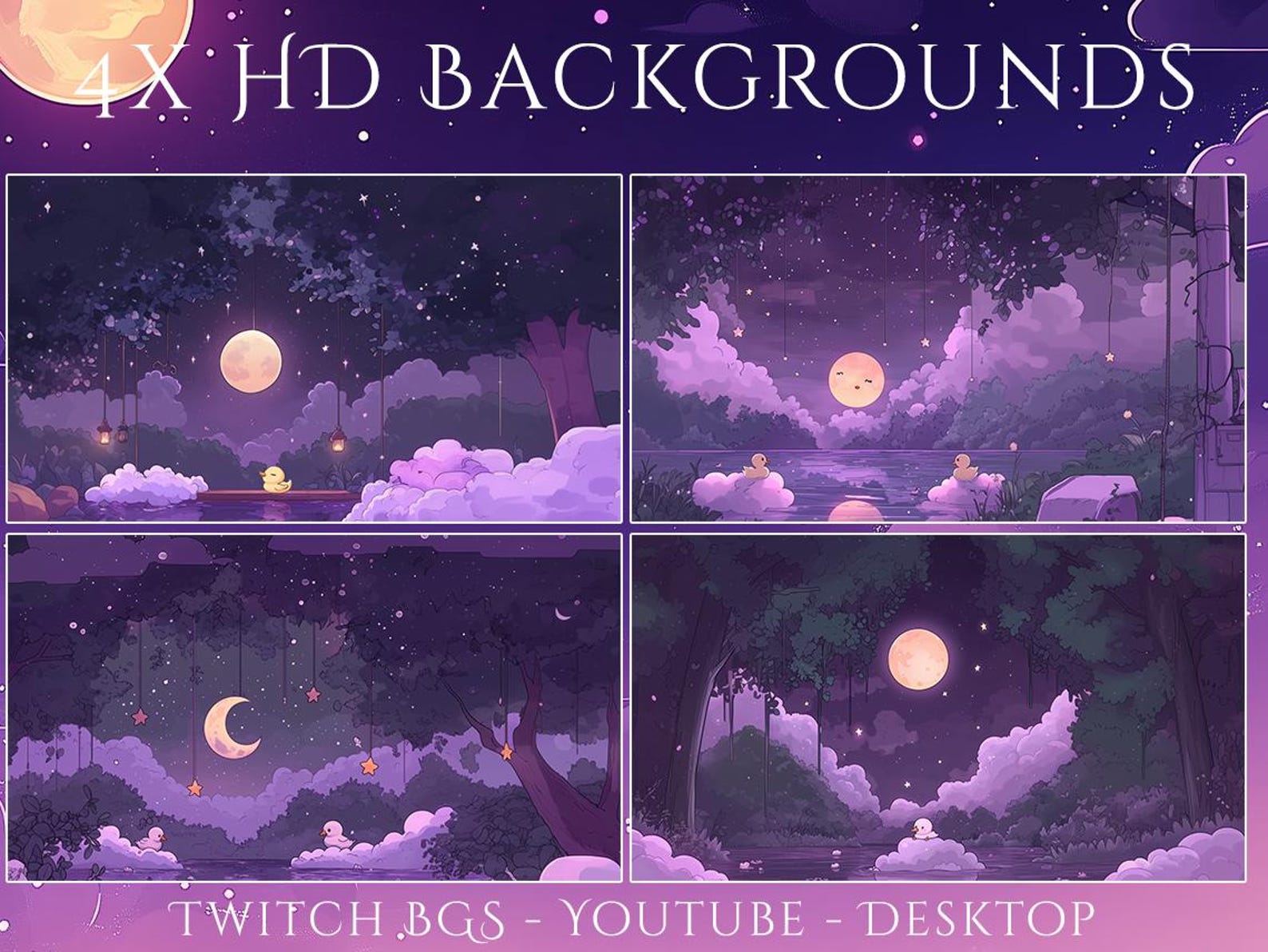 Cozy Duck Twitch Overlay, Twitch Screen | Animated Stream Package ...