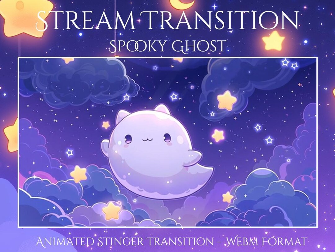 Ghost Stinger Transition | Starry Night Twitch Overlay | Cute Animated ...