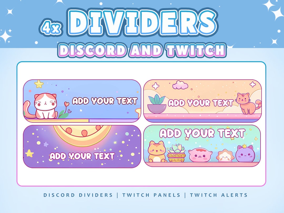 Cat Twitch Panels & Discord Dividers Cute Twitch Banners Cat Discord Banners aesthetic Kawaii ...