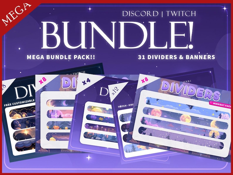 Bundle Discord Divider Twitch Panels Banner Fantasy Cute Aesthetic ...