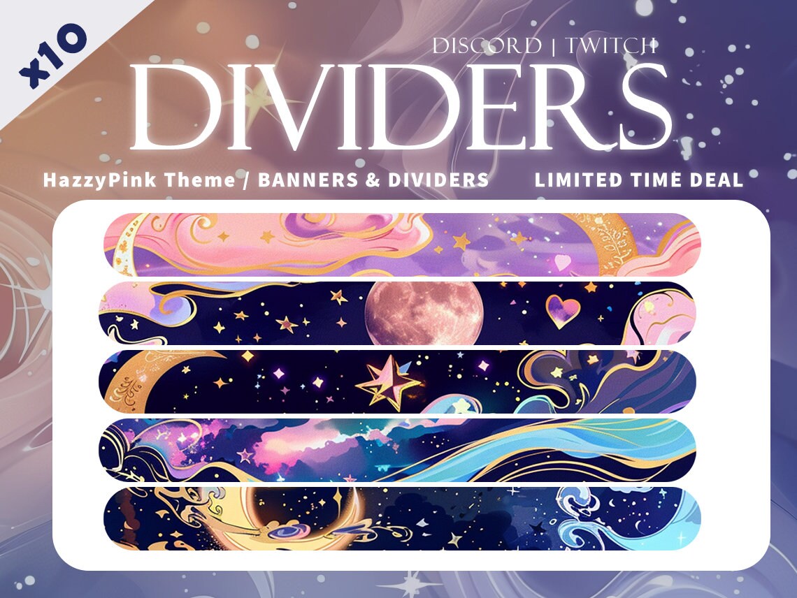 Discord Dividers Banners Moon Star Purple Celestial Night Twitch Panel ...