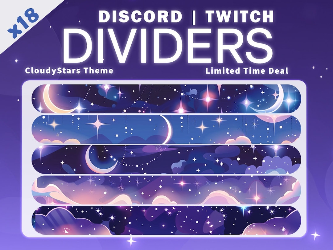 Discord Dividers | Twitch Panels | Banner | Clouds | Stars | Moon ...