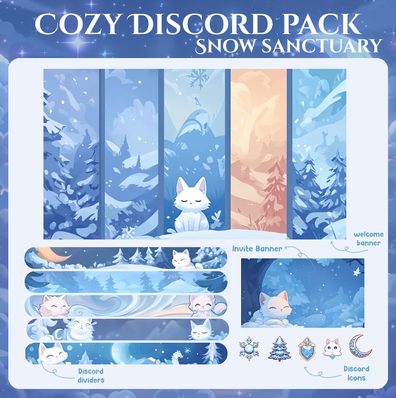 Snowy Discord Package | Dividers | Panels | Invite Banner | Welcome ...