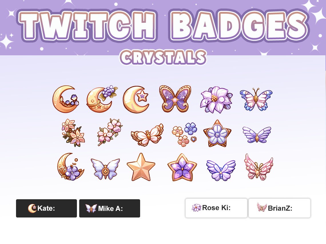 Moon Twitch Badge Crystal Twitch Badge Subs Gold Channel Points Sakura ...